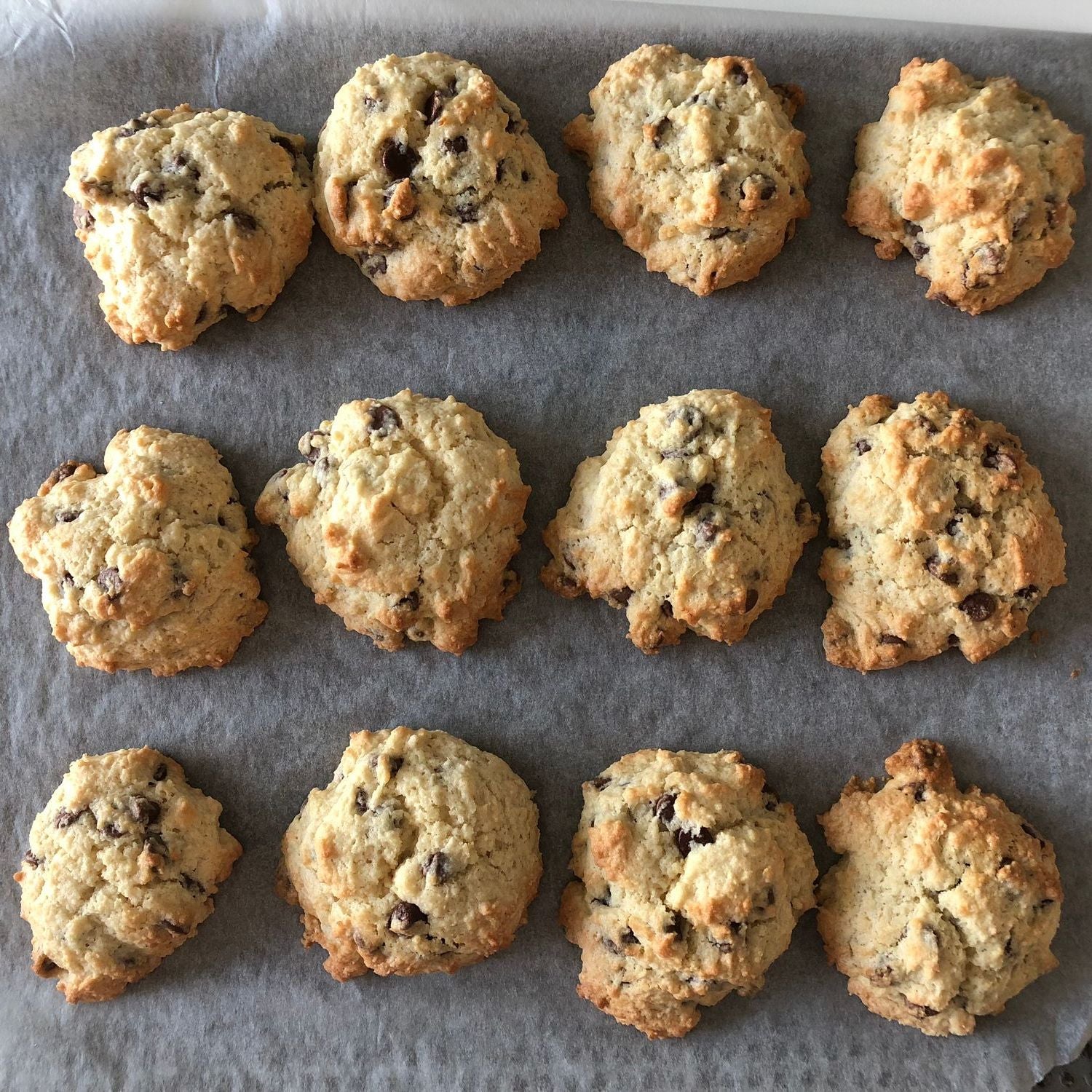 Thick, firm cookie (cold butter, more flour)