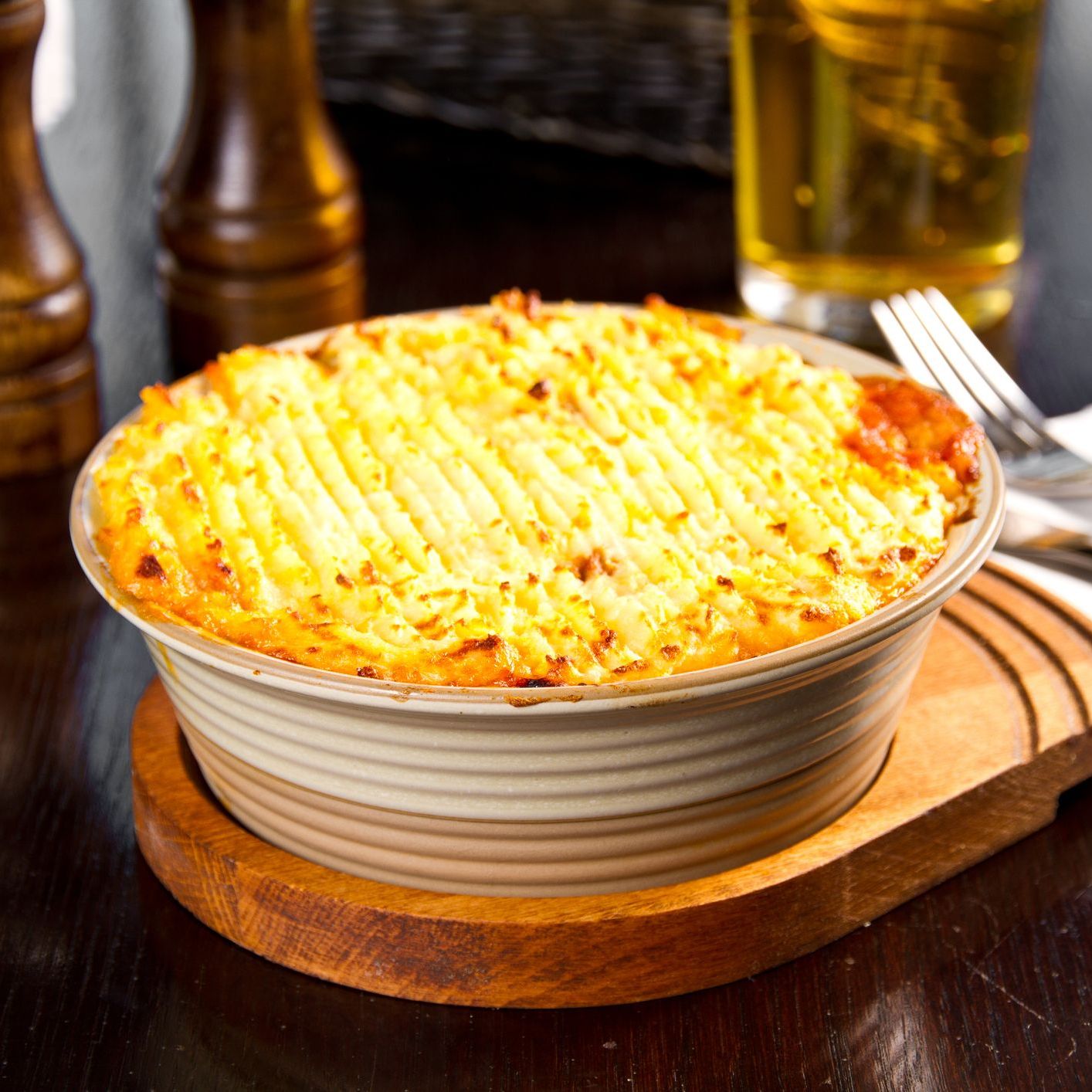 Revised Shepherd's Pie with Pulled Pork, BBQ Sauce and Sautéed Brussel