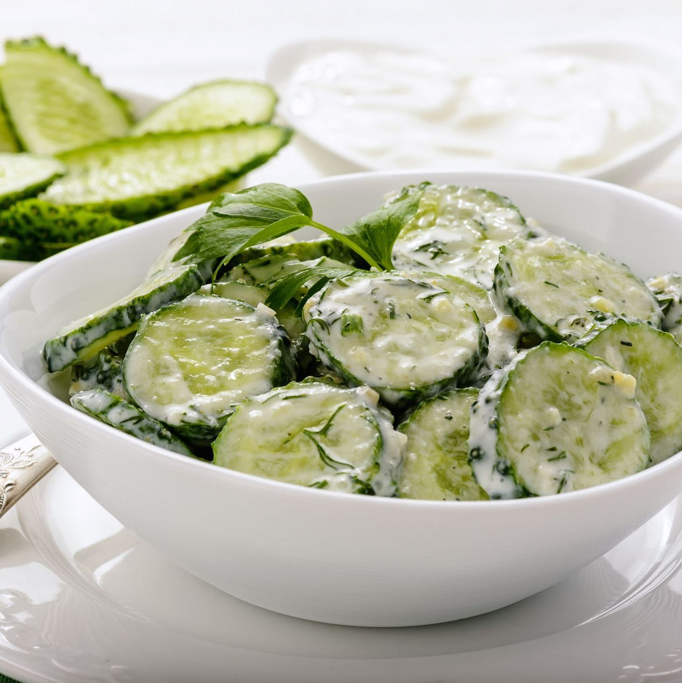 Salade de concombre, menthe et yaourt grec | Jonathan Garnier
